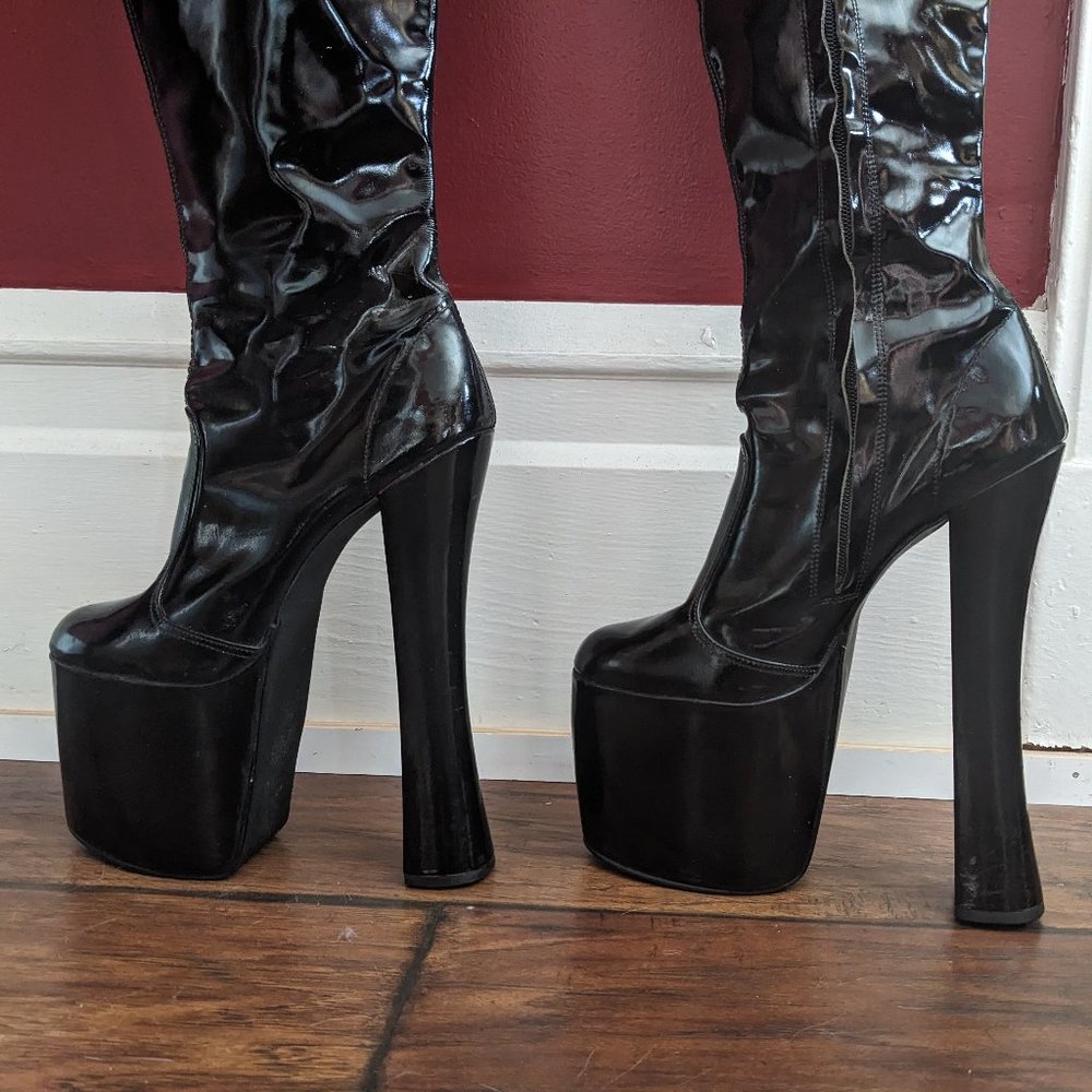 Ritual Fetish Genuine Patent Leather Crotch-High Plat… - Gem